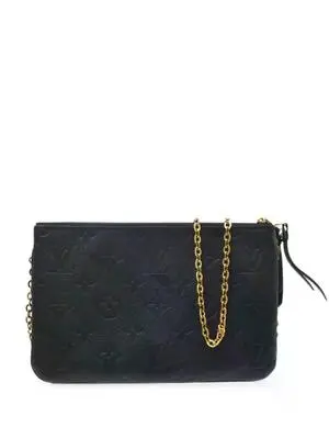 LOUIS VUITTON 2010-2020s Monogram Double Zip Pochette Clutch Bag - Black