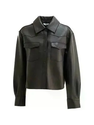 P.a.r.o.s.h Western-yoke Leather Shirt - Brown