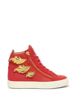 GIUSEPPE ZANOTTI Fiamma Leaf Embellished Sneakers - Red