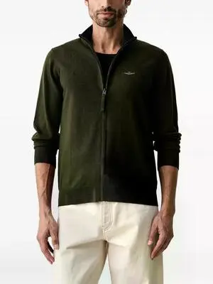 AERONAUTICA MILITARE Zip-up Fine Knit High Neck Cardigan - Green