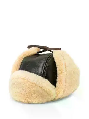 MASTERMIND WORLD Shearling-trim Leather Pilot Hat - Brown