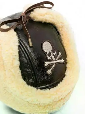 MASTERMIND WORLD Shearling-trim Leather Pilot Hat
