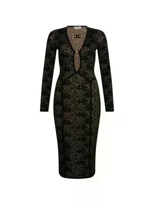Elisabetta Franchi Long-sleeve Midi Dress - Black
