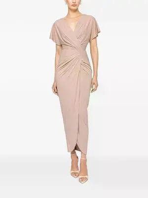 NISSA V-neck Draped Midi Dress