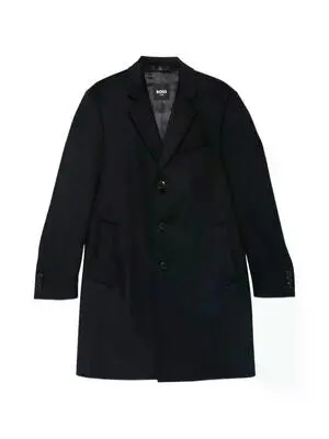 BOSS Single-breasted Notched Lapel Coat - Blue