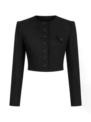 NISSA Cropped Tailored Blazer - Black