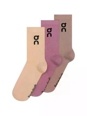 On Logo High Socks - Brown