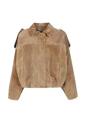 EMMETI Adele Suede Epaulette Jacket - Neutrals