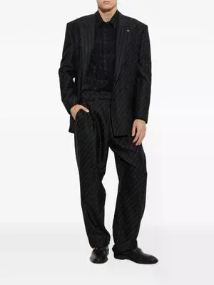 Versace Pinstriped Double-breasted Blazer - Black