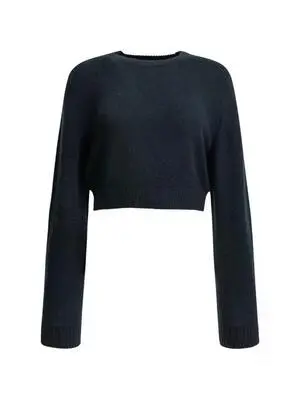 Khaite Masie Cropped Ribbed-knit Sweater - Blue