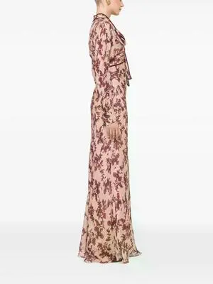 NISSA Silk And Viscose Floral Maxi Dress