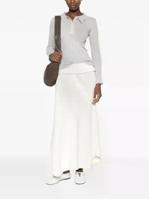 BASERANGE Omato Ribbed-knit Polo-collar Top