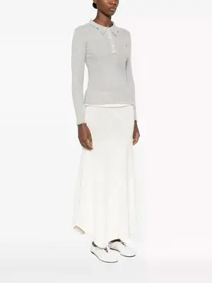 BASERANGE Omato Ribbed-knit Polo-collar Top