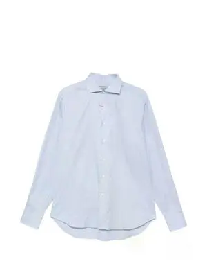Canali Micro-check Long-sleeve Shirt - Blue