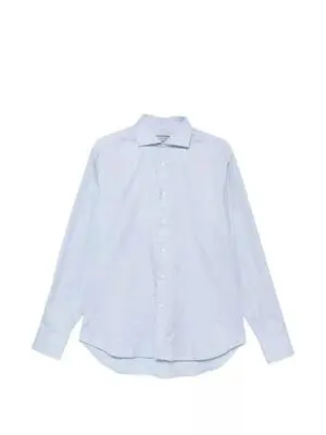 Canali Micro-check Long-sleeve Shirt - Blue