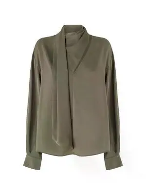 Pinko Pussy-bow Long-sleeve Blouse - Green