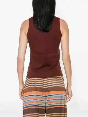 Max Mara Suede Paneled Scoop Neck Tank - Red