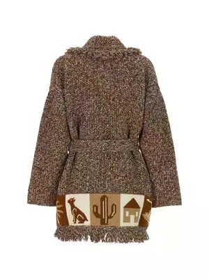 Alanui Fringe-trimmed Intarsia-knit Cardigan
