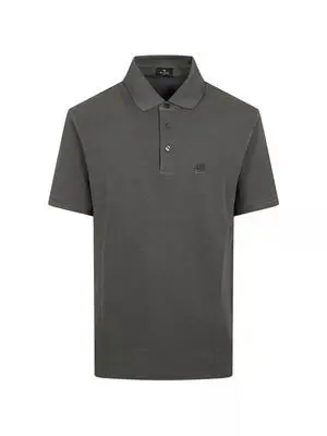 Etro Logo-embroidered Piqué Polo Shirt - Grey