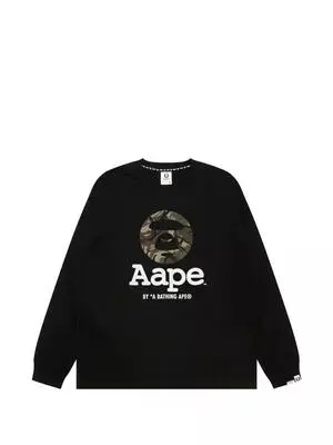 AAPE BY *A BATHING APE Aapeunvs Moonface Camouflage-print Long-sleeve T-shirt - Black