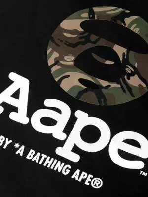 AAPE BY *A BATHING APE Aapeunvs Moonface Camouflage-print Long-sleeve T-shirt - Black