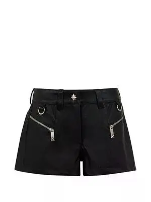 John Richmond Logo-patch Zip-detail Leather Shorts - Black