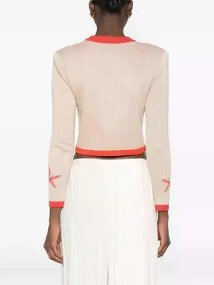 Retrofete Aralyn Coral-intarsia Cropped Cardigan