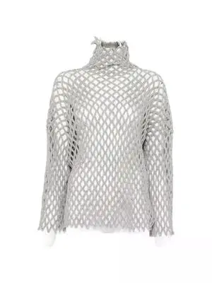 Sportmax Open-knit Funnel Neck Sweater - Grey