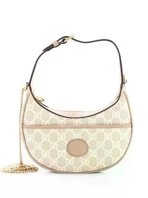 Gucci Interlocking G Patch Half Moon Gg Coated Canvas Mini Hobo Bag - Neutrals