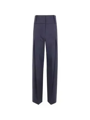 Max Mara Pleated Wool Trousers - Black