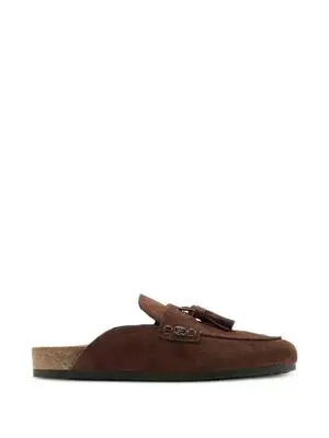 Sam Edelman Astrid Suede Mules With Tassel Detail - Brown