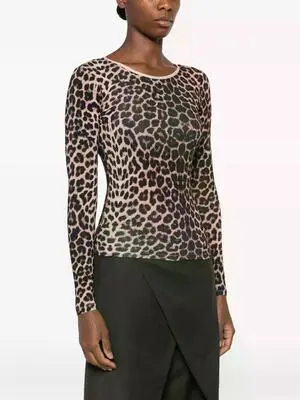 BASERANGE Emily Leopard-print Long-sleeve Top - Neutrals
