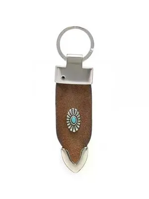 ERALDO Embellished Suede Keyring - Brown