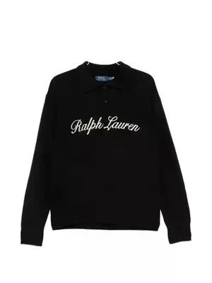 Polo Ralph Lauren Logo-embroidered Polo-collar Sweater - Black