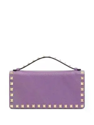 Valentino Garavani Rockstud Grainy Leather Clutch Bag