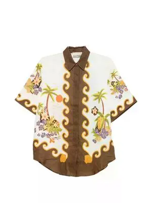 ALEMAIS Island Cove Graphic-print Short-sleeve Shirt - Neutrals