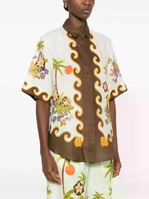 ALEMAIS Alemas Island Cove Graphic Print Linen Shirt