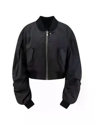 Rick Owens Secchia Ruched Cropped Bomber Jacket - Black