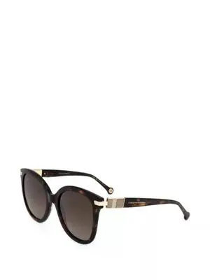 Carolina Herrera Tortoiseshell-effect Round-frame Sunglasses