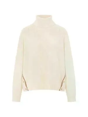 Liu Jo Wool-blend Turtleneck With Buttons - Neutrals
