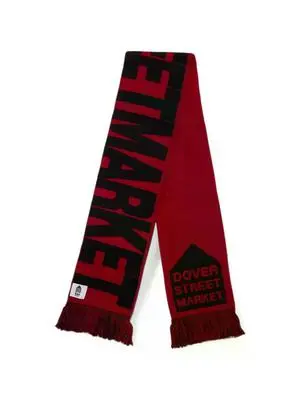 DOVER STREET MARKET Logo-intarsia Fringed Scarf - Red