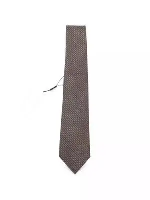 Canali Micro-pattern Silk Tie - Brown