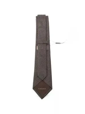 Canali Micro-pattern Silk Tie - Brown