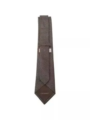 Canali Micro-pattern Silk Neck Tie - Brown