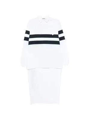 DARKPARK Stripe-detail Asymmetric Polo Top - White