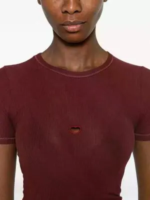 BASERANGE Heart-cutout Ribbed T-shirt