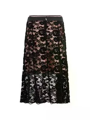 John Richmond Lace-overlay Logo-patch Midi Skirt