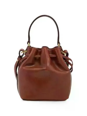 THE BRIDGE Mini Story Leather Drawstring Bucket Bag - Brown