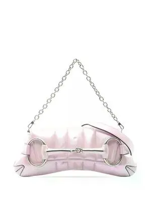 Gucci 2016-2026 Small Iridescent Calfskin Horsebit Chain Satchel - Pink