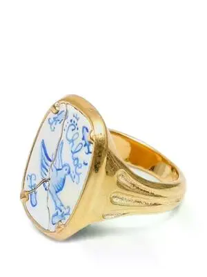 Chloé Hummingbird Ceramic Inlay Signet Ring